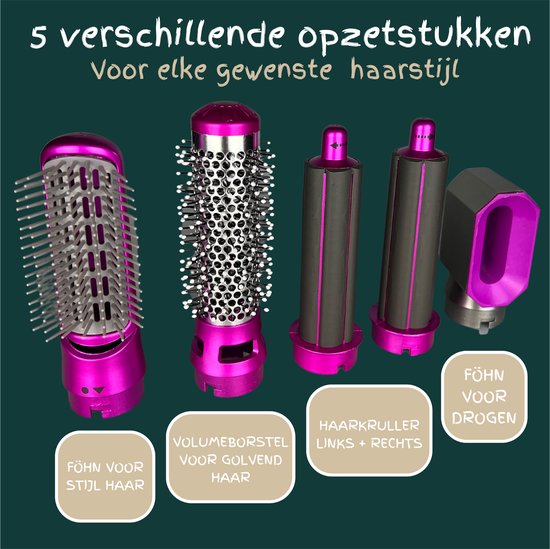 Fohn - Fohnborstel - krultang - 5 in 1 Multi styler - Fohnborstel ...