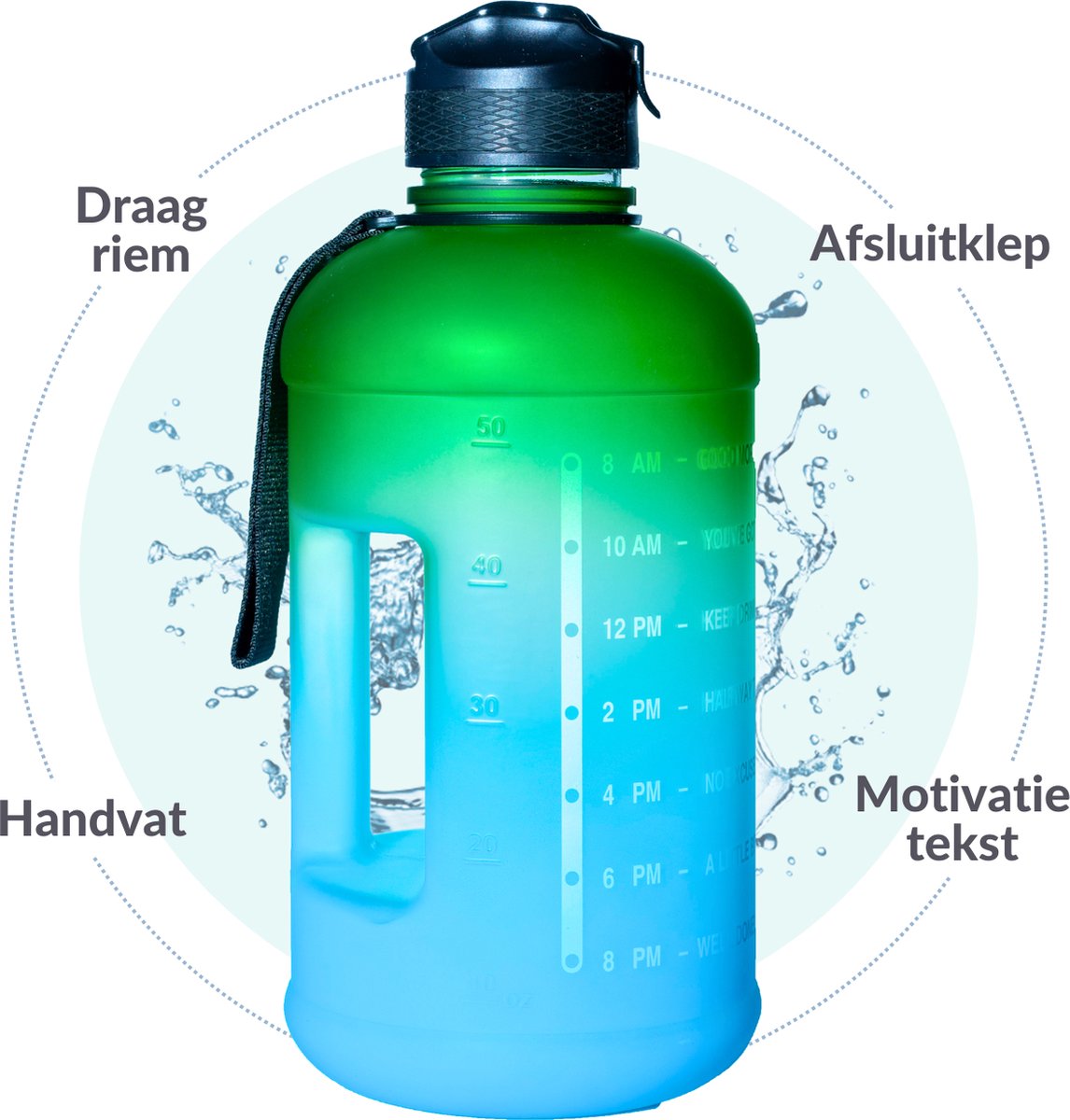 Quality Needz - Bidon - 2 Liter - Bidon Met Rietje - Stevig Handvat ...