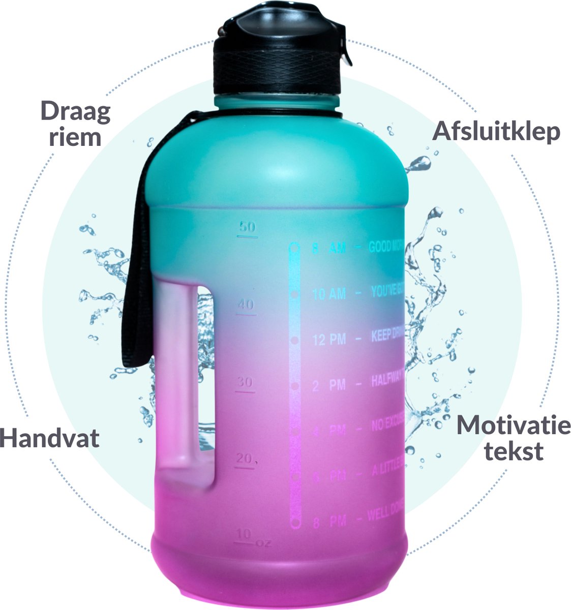 Quality Needz - Bidon - Drinkfles Met Rietje - Stevig Handvat - 2 Liter ...