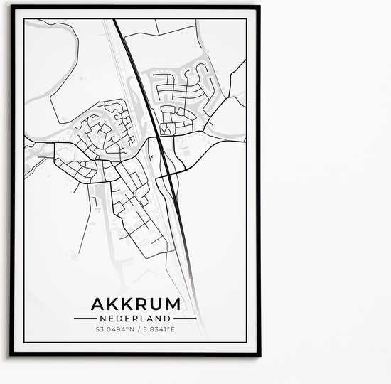 Poster - Akkrum - Plattegrond - A3 - zonder lijst | bol.com