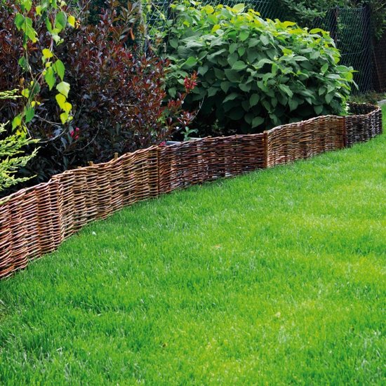 4x gazonrand gevlochten wilgen gazonrand rieten en hazelnoot tuinborder ...