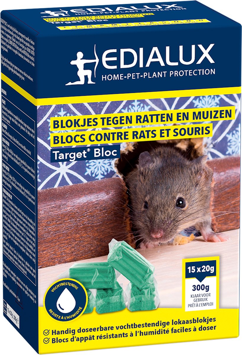 Edialux Target Bloc 300gram tegen ratten en muizen - Vochtbestendige ...