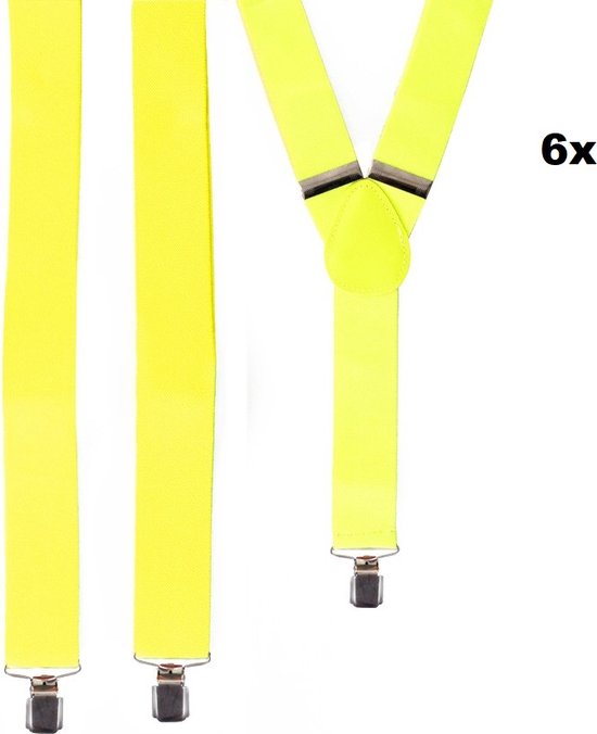 6x Bretel neon/fluor geel - 35mm breed - Themafeest party fluor neon ...