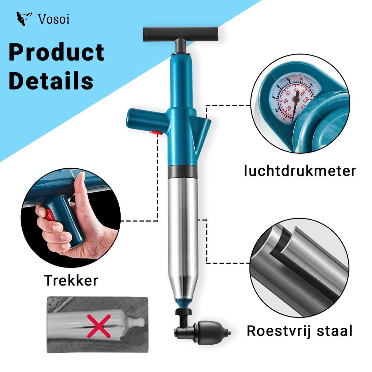 Vosoi - Hoogwaardige Afvoer ontstopper - Gootsteen ontstopper ...