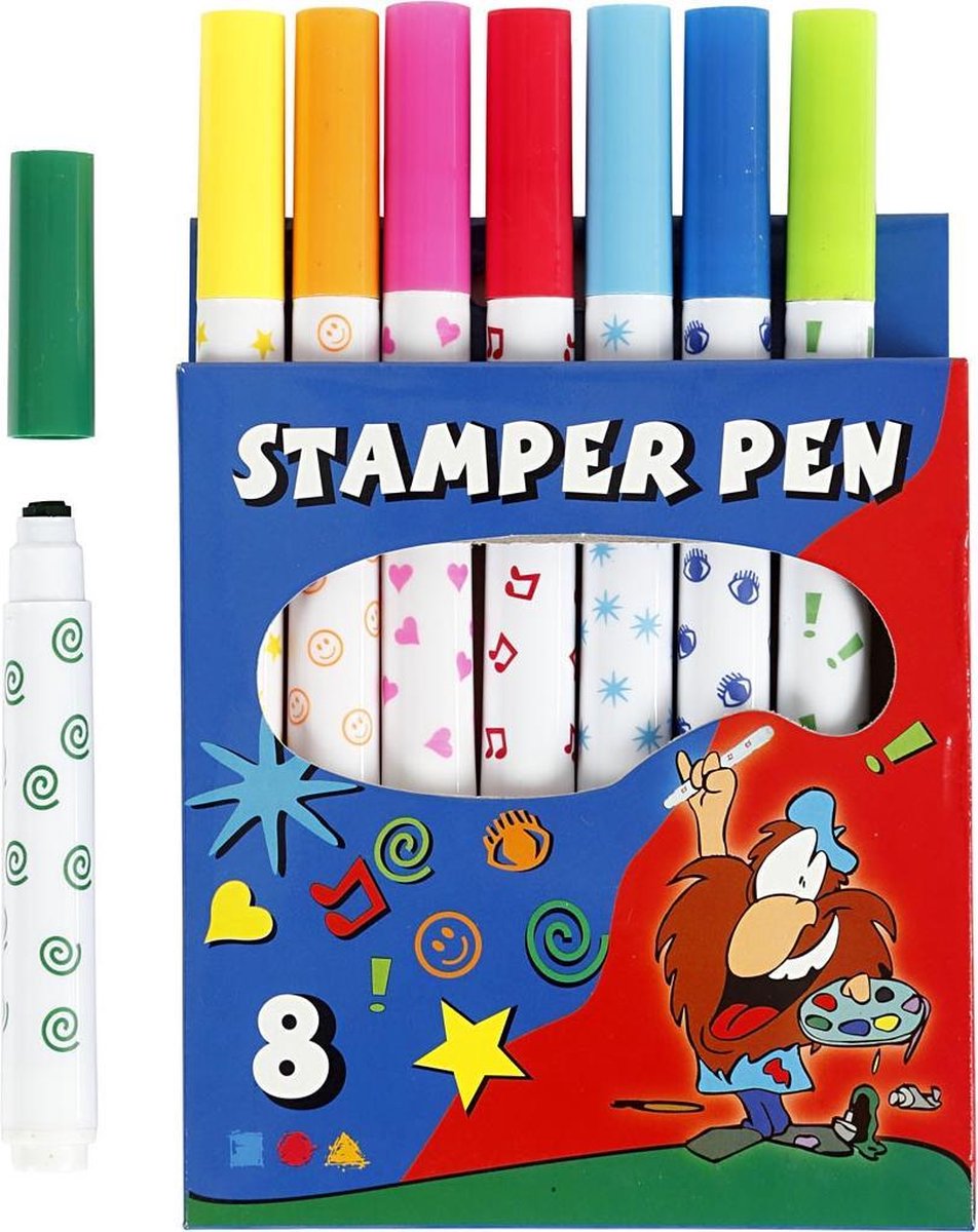 Stift - Stempelstift - 8stuks - diverse kleuren | bol.com