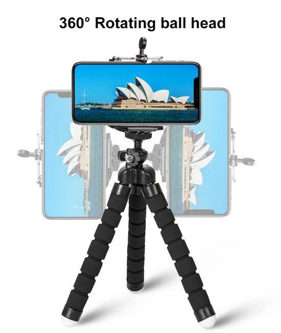 Driepoot statief - Telefoon & actioncam - Zwart - flexibel & handig ...