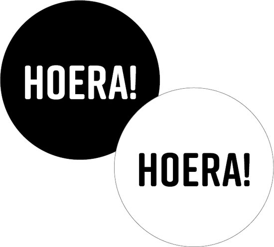 Sluitsticker - Sticker – Hoera – Zwart – Wit – 2 assorti ...