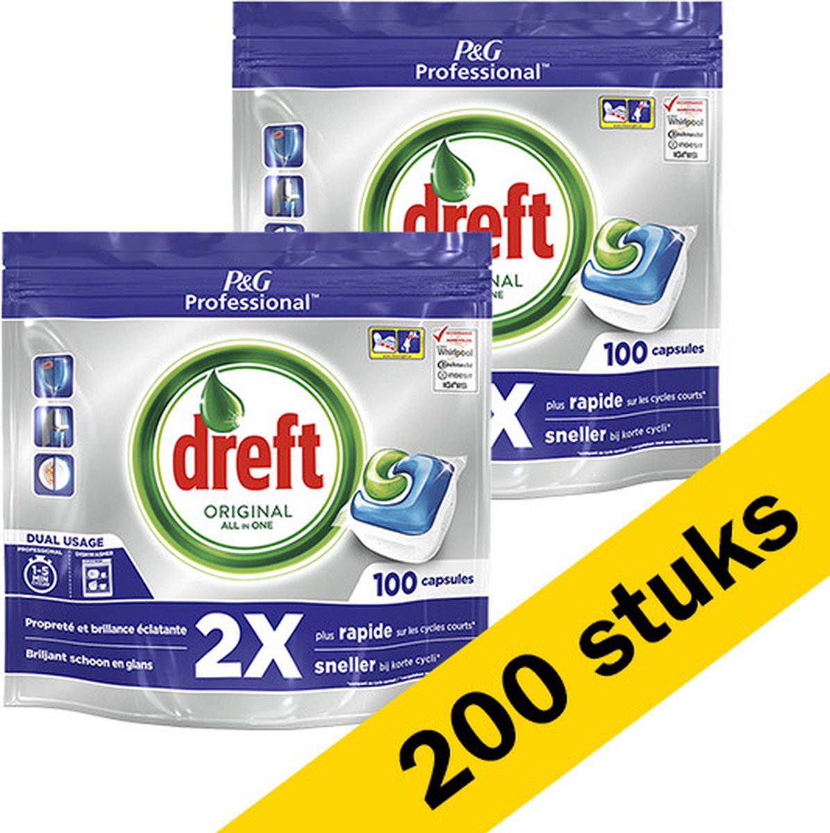 Dreft - Original - All in One - Vaatwastabletten - Regular - 200 stuks ...