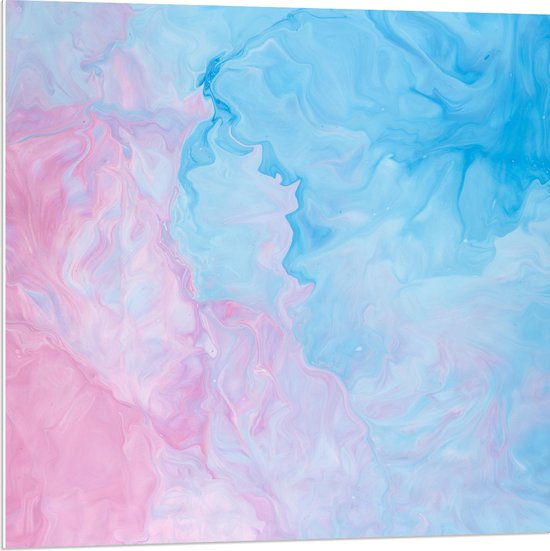 PVC Schuimplaat- Mix van Zacht Roze en Blauwe Kleuren - 80x80 cm Foto op PVC Schuimplaat | bol.com