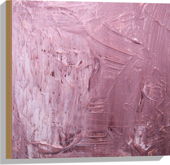 Hout - Patroon in Roze Wand - 50x50 cm - 9 mm dik - Foto op Hout (Met ...