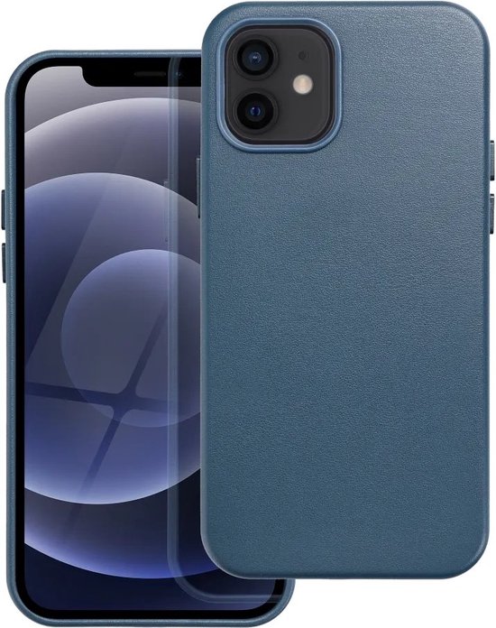 Leren Back Cover hoesje met MagSafe iPhone 12 - Donkerblauw | bol.com