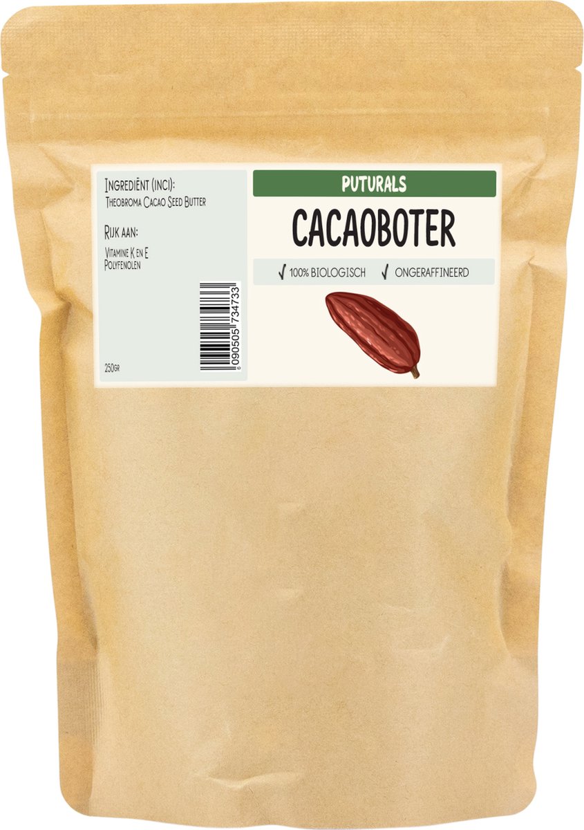 Cacaoboter 100% Biologisch en Ongeraffineerd - 250 gram - Krachtige ...