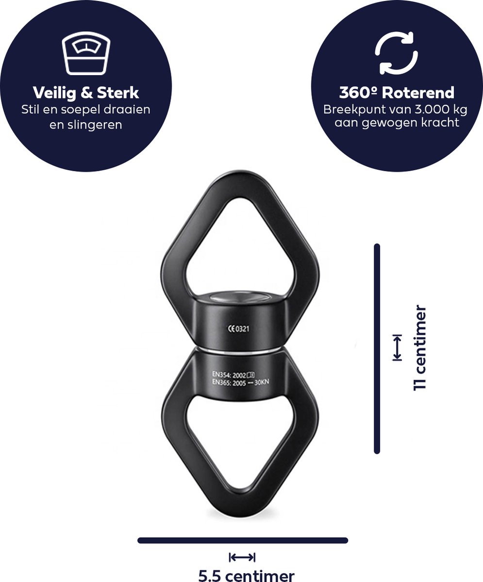 Roterende Twister 360 graden - 30 kN, 3.000 kg nominaal breekpunt ...