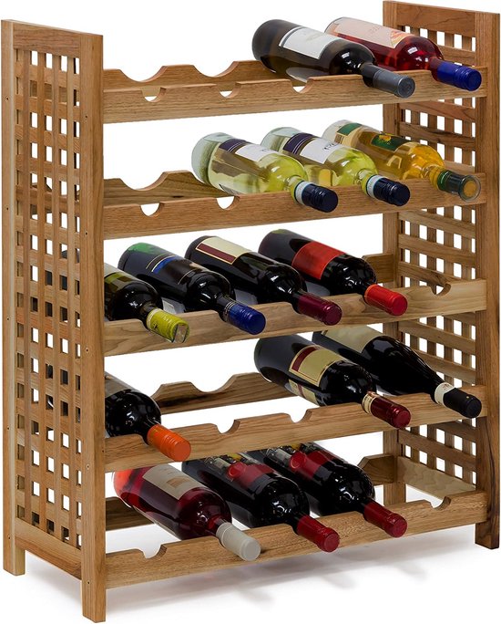 Notenhouten wijnrek voor 25 flessen HxBxD: 73 x 63 x 25 cm Flessenrek ...