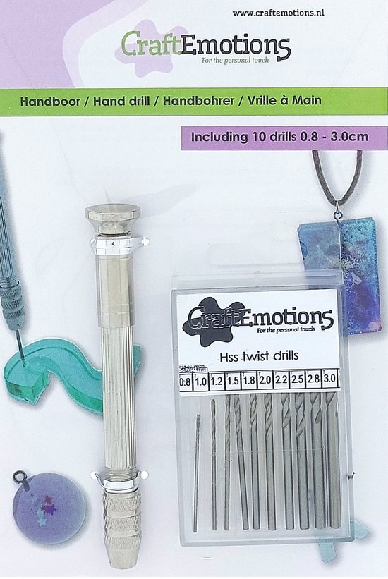 CraftEmotions - handboor - incl. 10 boortjes 0,8 - 3,0 cm | bol.com