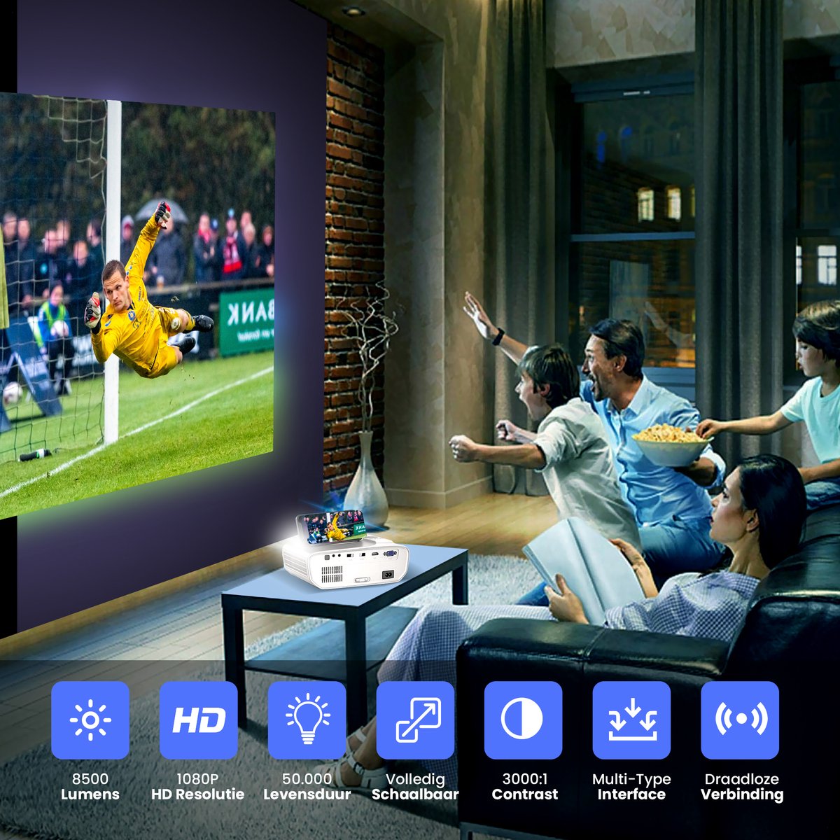 Beamer - HD 1920x1080P - 8500 Lumen - Mini Projector | bol
