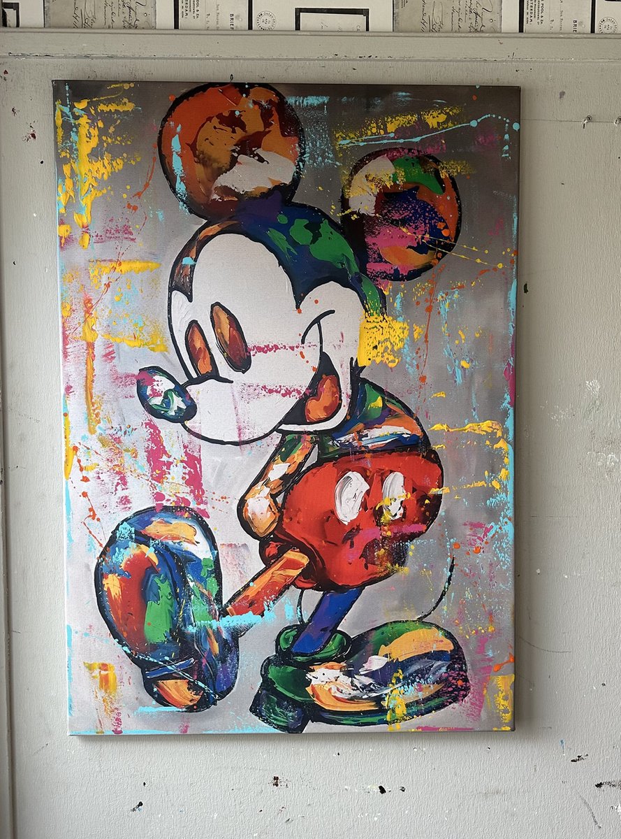 Peinture Mickey Mouse- Disney- Technique mixte Print + Peinture ...