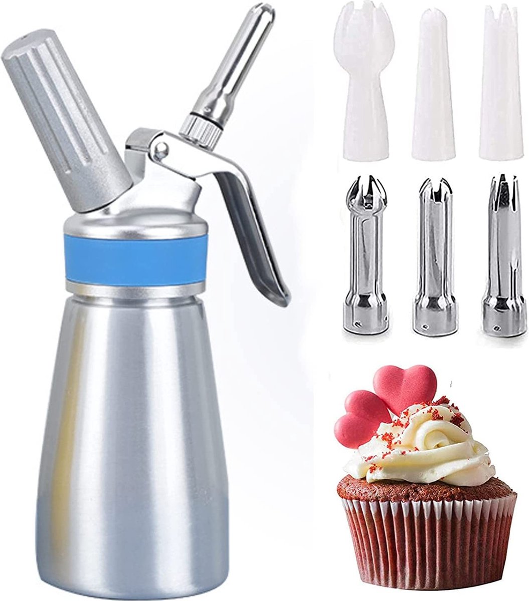 250 ml slagroomdispenser, slagroomsifon roestvrij staal met 3 ...