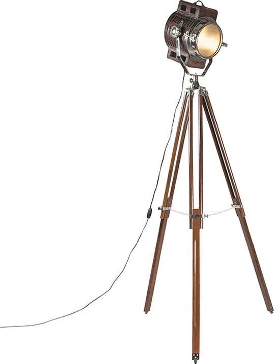 QAZQA Vloerlamp Tripod Camera bruin | bol.com