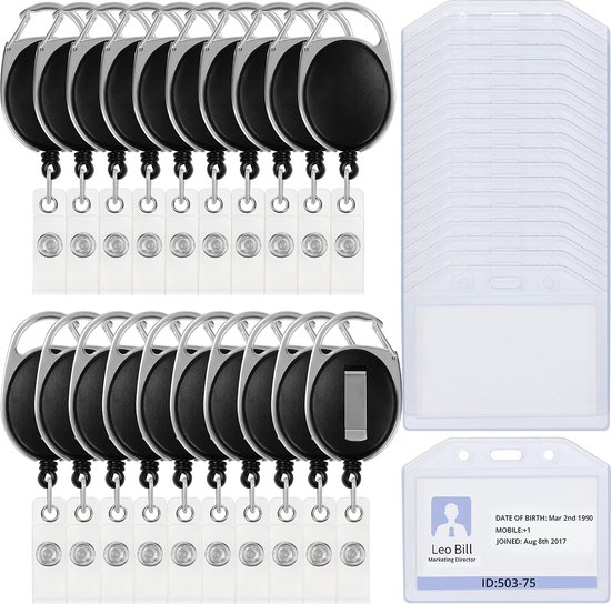 Kurtzy Intrekbare ID Kaart Houders (20 Pak) – Zware Kwaliteit Plastic ...