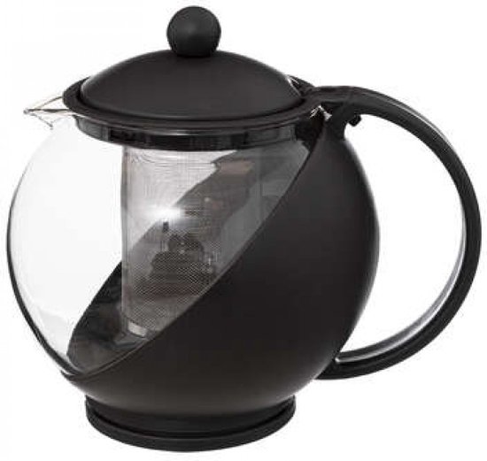 Premium Theepot Glas met Filter - 1.25L - Zwart - Isolerend - Lekt niet ...