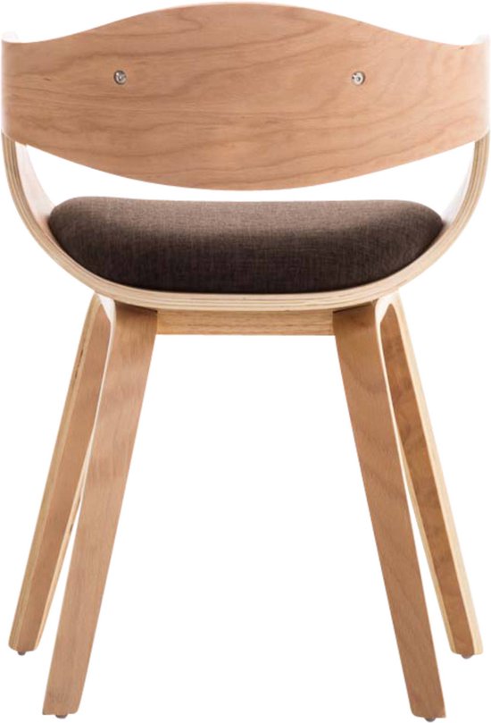 Stoel Eustorgio - Eetkamerstoel - Hout - Bruine stof - Houten poten ...