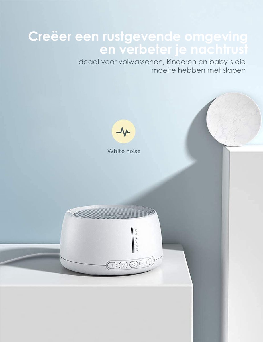 White Noise Machine met 30 geluiden - Voor baby & volwassenen - Witte Ruis - Slaaphulp... | bol.com