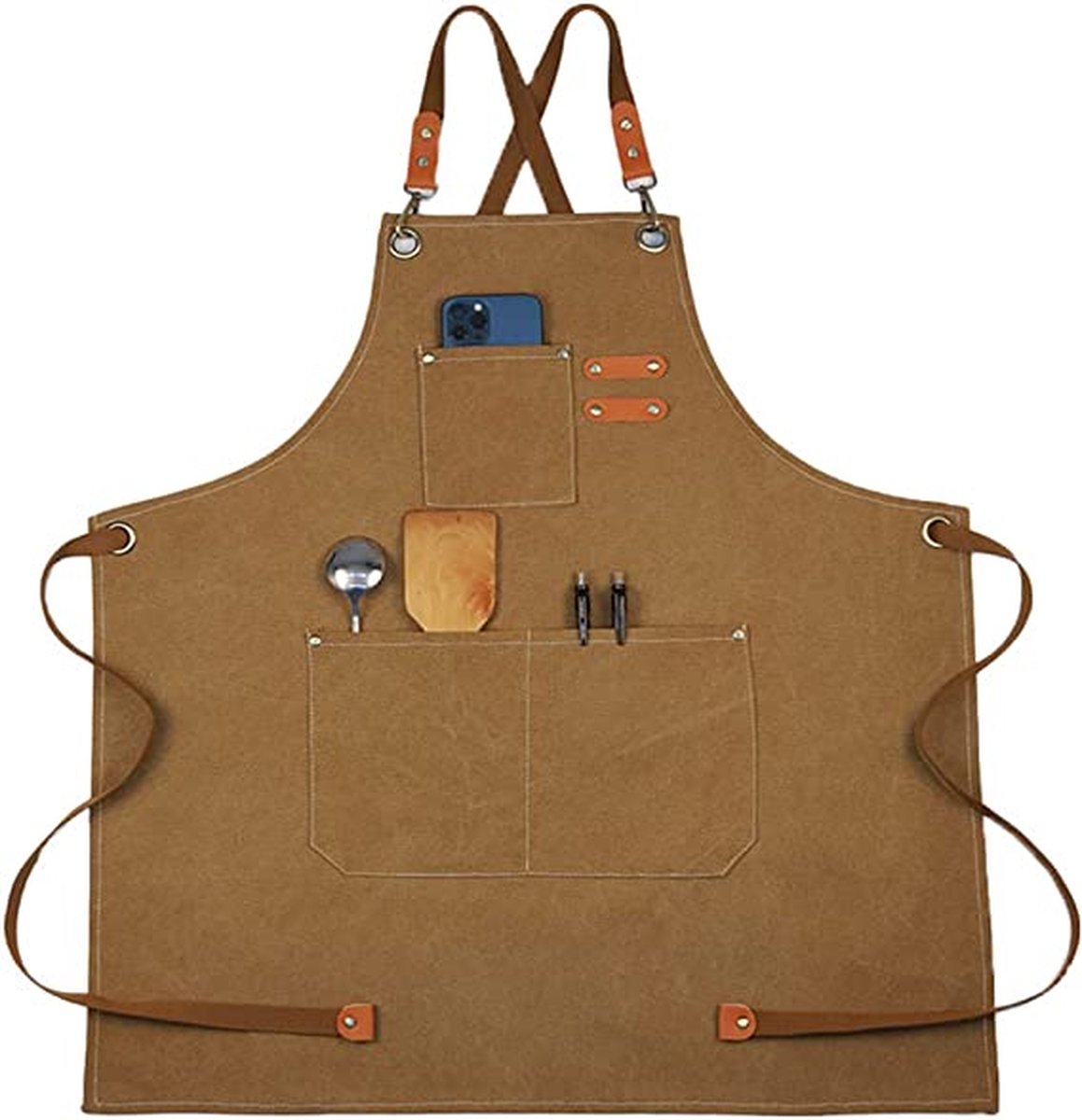 BBQ-schort voor mannen Verlengd canvas waterdicht werkschort ...