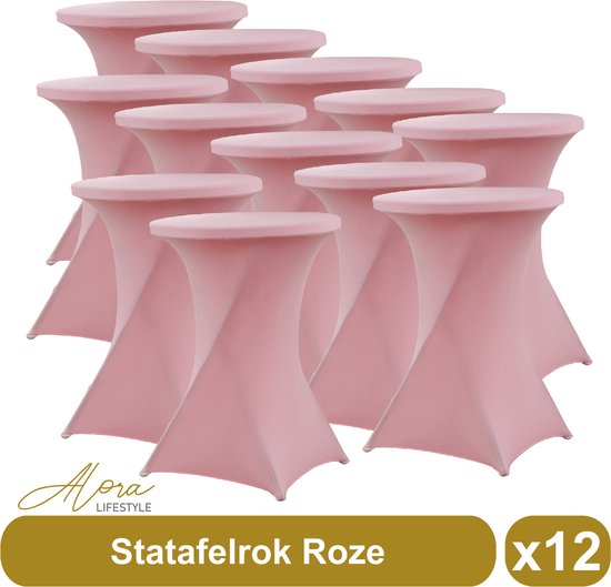 Statafelrok roze 80 cm per 12 - partytafel - tafelrok voor statafel - Statafelhoes -... | bol