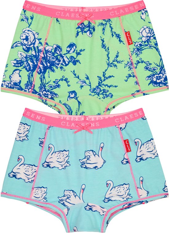 Claesen's® - Meisjes Boxer 2 Pack - Swans Birds - 95% Katoen - 5% Lycra ...