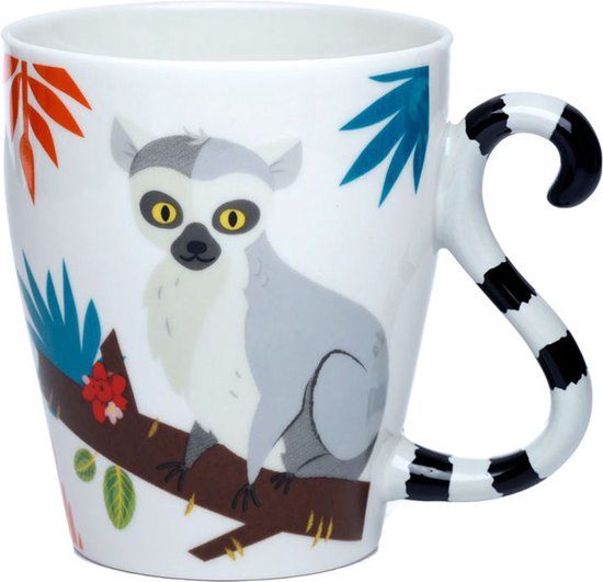 Lemur Spirit of the Night - Gevormd Handvat Porselein Mok - 340ml | bol