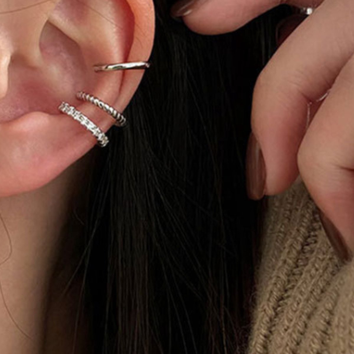 Set van 3 - Fake Helix Zilver - Diamantjes - Nep Piercing - Klem ...