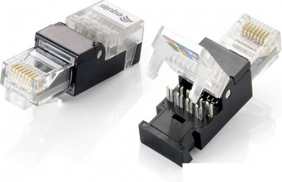 4 stuks kabel-connector RJ-45 Zwart, Transparant RJ45 connectoren ...