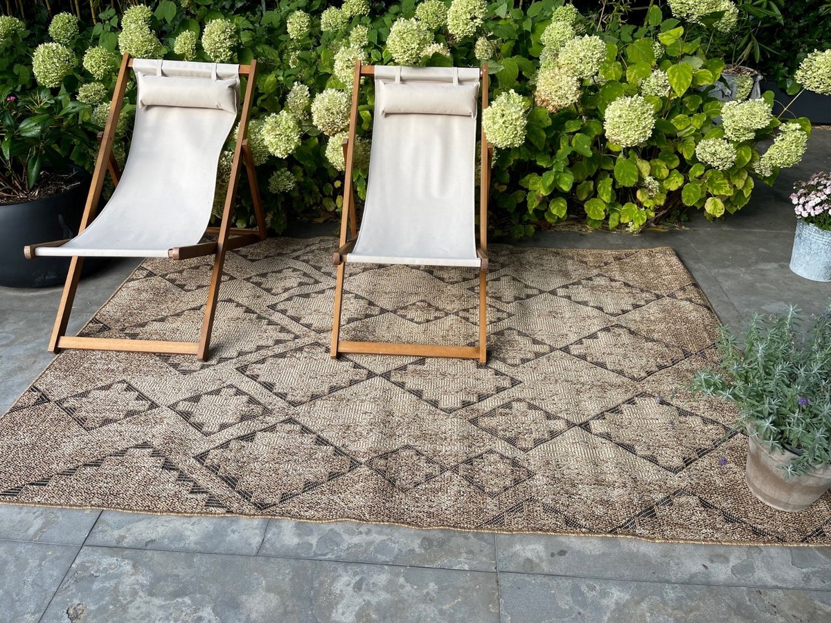 Buitenvloerkleed, Tuinkleed, Balkonkleed Jute look 120cm x 80cm | bol.com