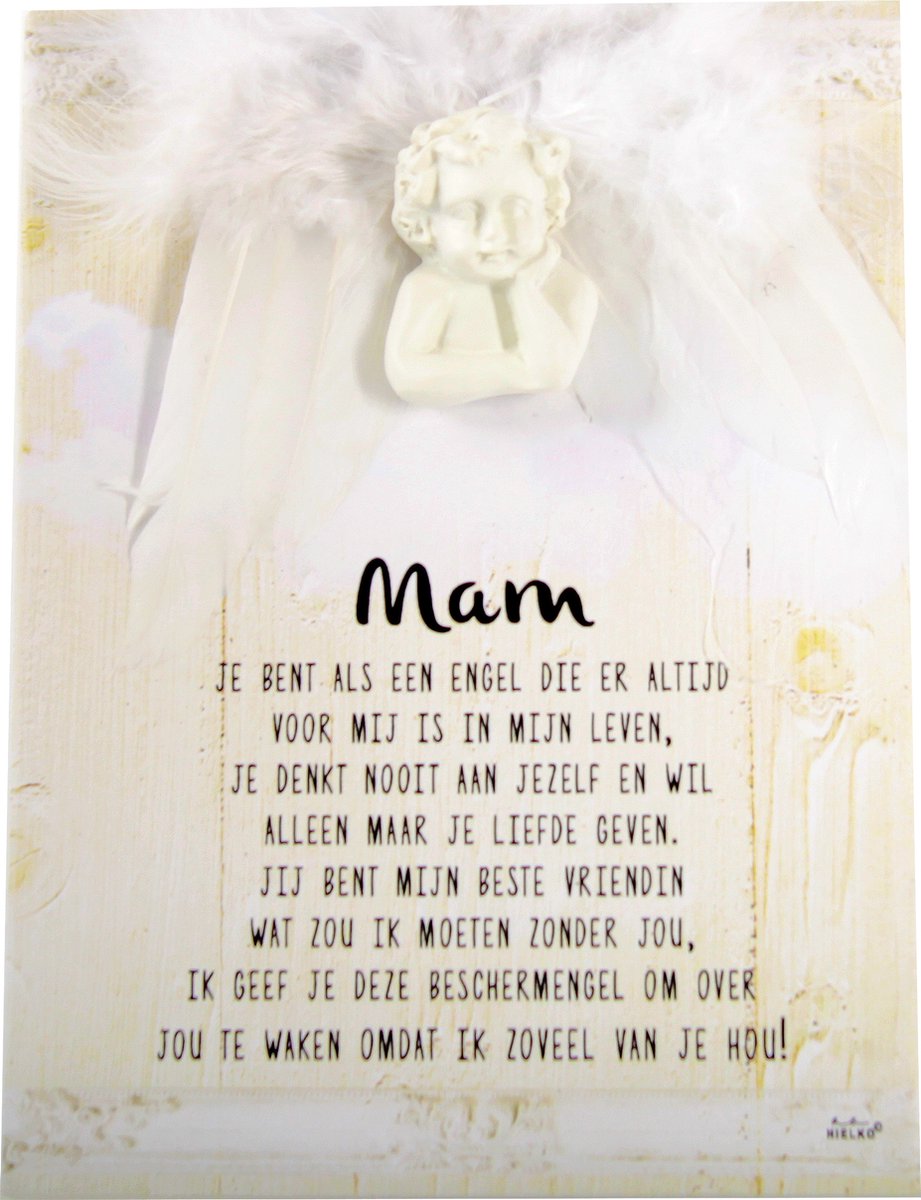 Beschermengel op tegel met uniek gedicht Mam- Mama - dankjewel- New ...