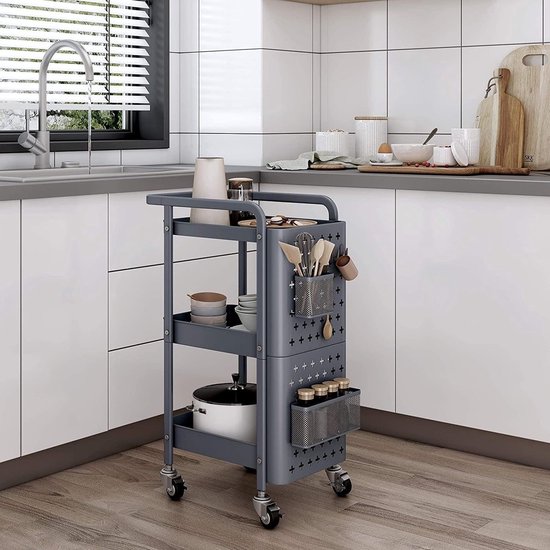 Trolley | Keuken | Op Wieltjes | Indoor | Metaal | Verrijdbaar | 3 ...