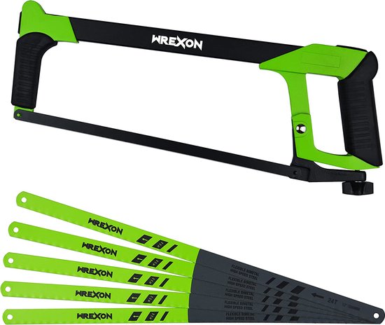 Wrexon 300 mm lange metaalzaag met extra set van 5 bimetalen zaagbladen ...