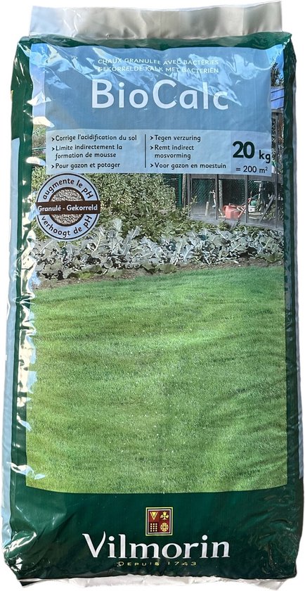 Vilmorin Bio Calc 20 Kg - Voor Gazon en Moestuin, Tegen Verzuring en ...