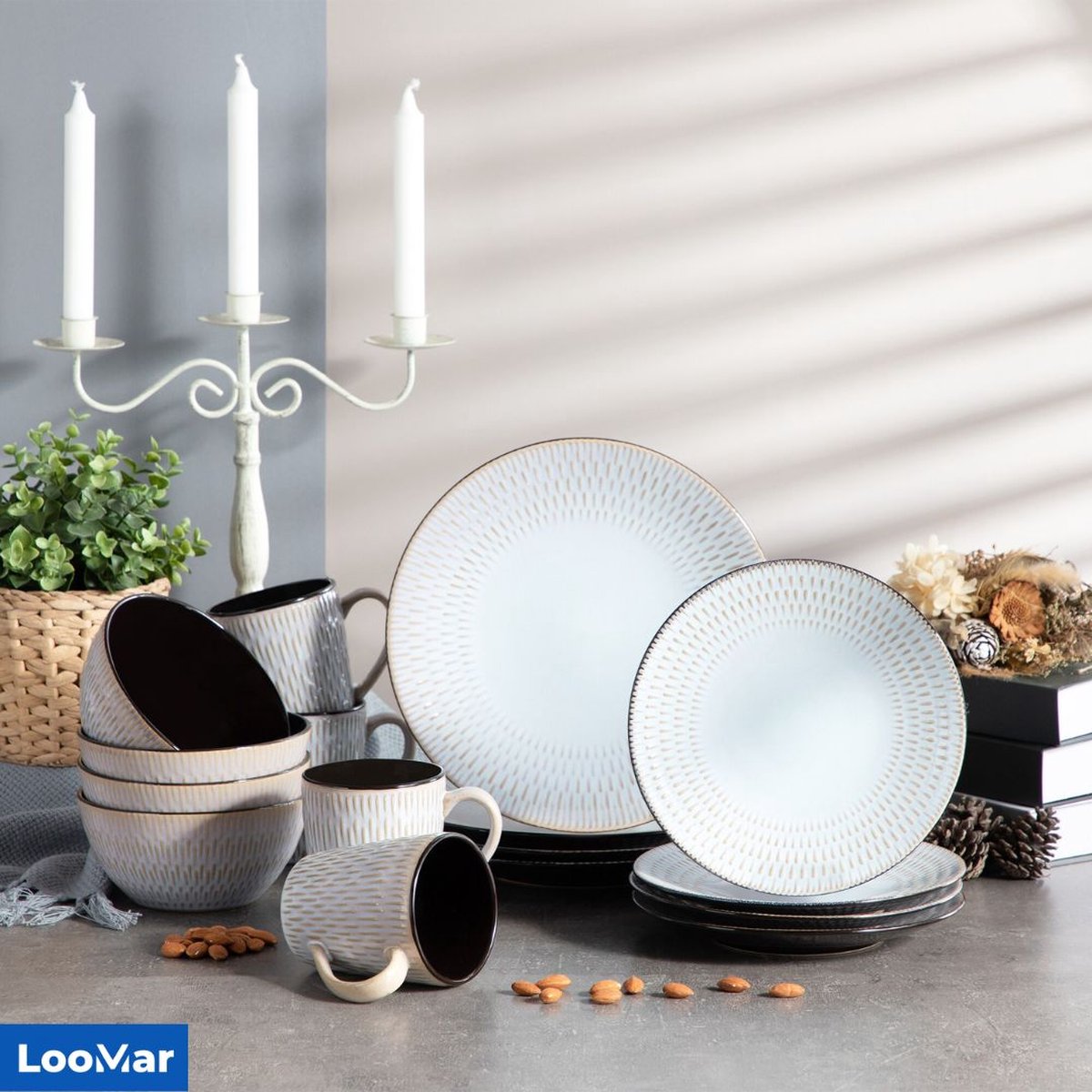 LooMar Luxe Serviesset – 32 delig – 8 persoons – Porselein - Bordenset ...