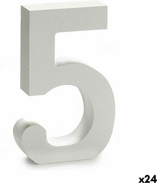 Pincello Cijfer 5 Hout Wit (2 X 16 X 14,5 Cm) (24 Stuks) | bol