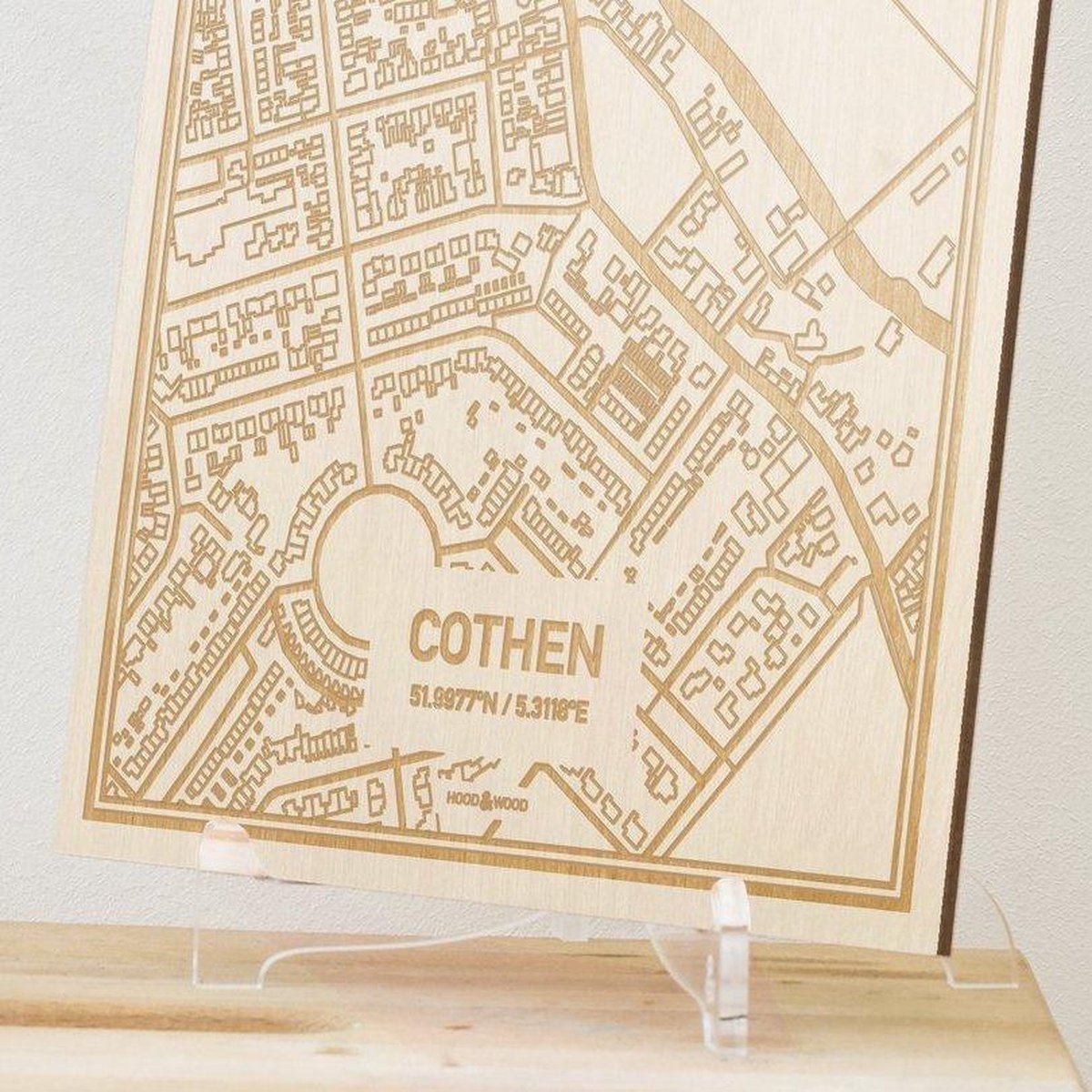 Kaart Cothen - Gegraveerde stadskaart Hood&Wood - Hout, A4 | bol.com