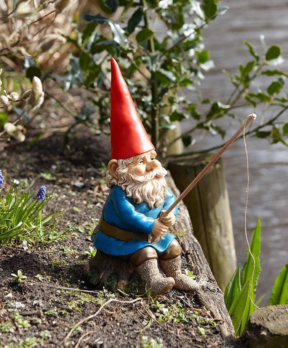 Rien Poortvliet - De kabouter - Tuinkabouter vissend - 15 x 17 x 33 cm ...