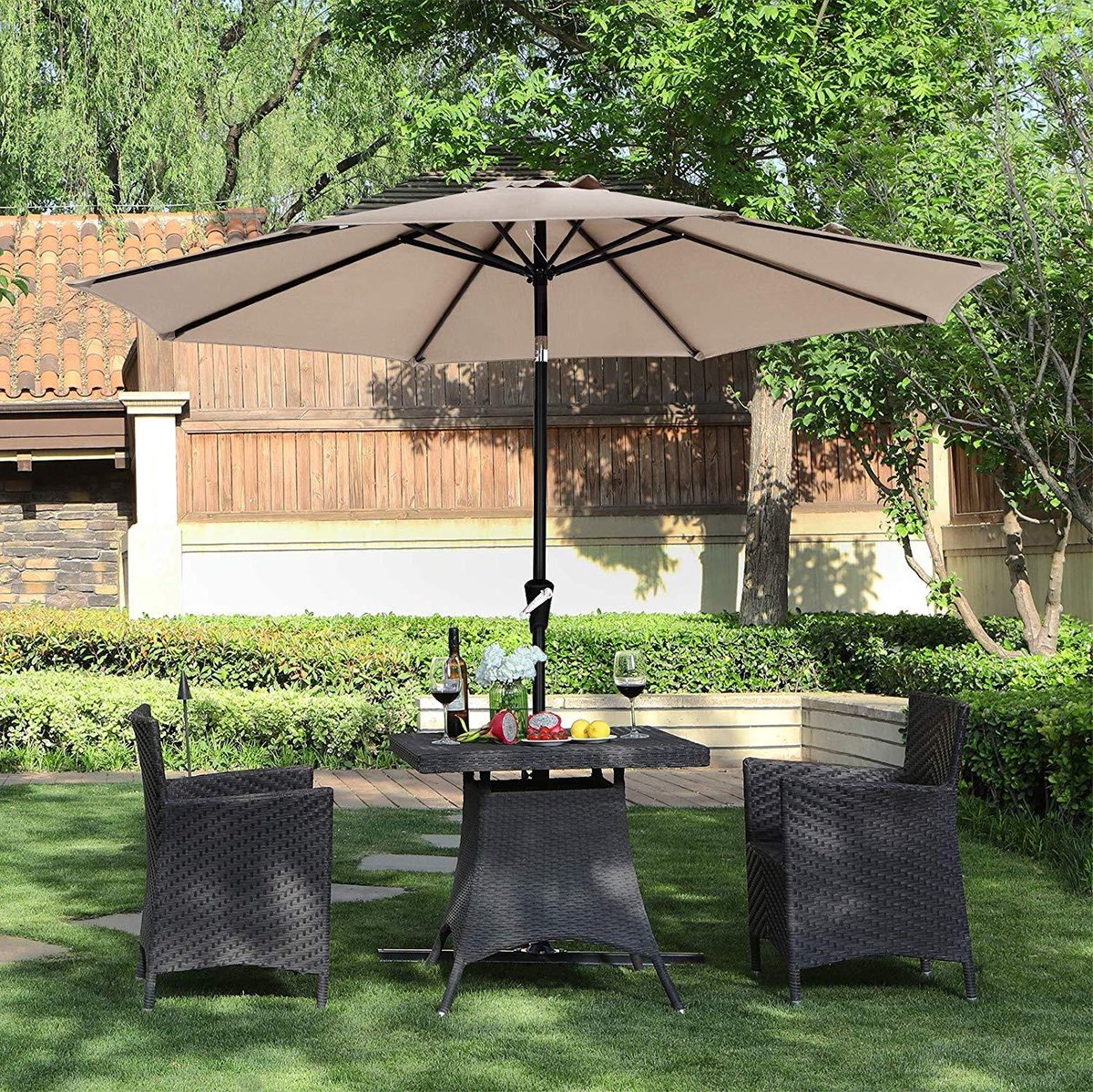 Luxe XL Zonneparasol Met Knikarm - Tuinparasol Parasol Voor Terras ...