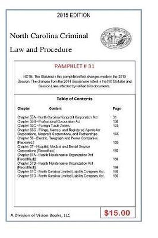 North Carolina Criminal Law and Procedure-Pamphlet 31 | 9781502913012 ...