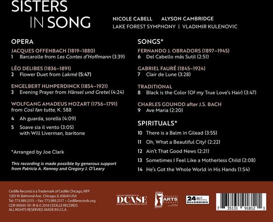Nicole Cabell - Alyson Cambridge - Lake Forest Sy - Sisters In Song (CD ...