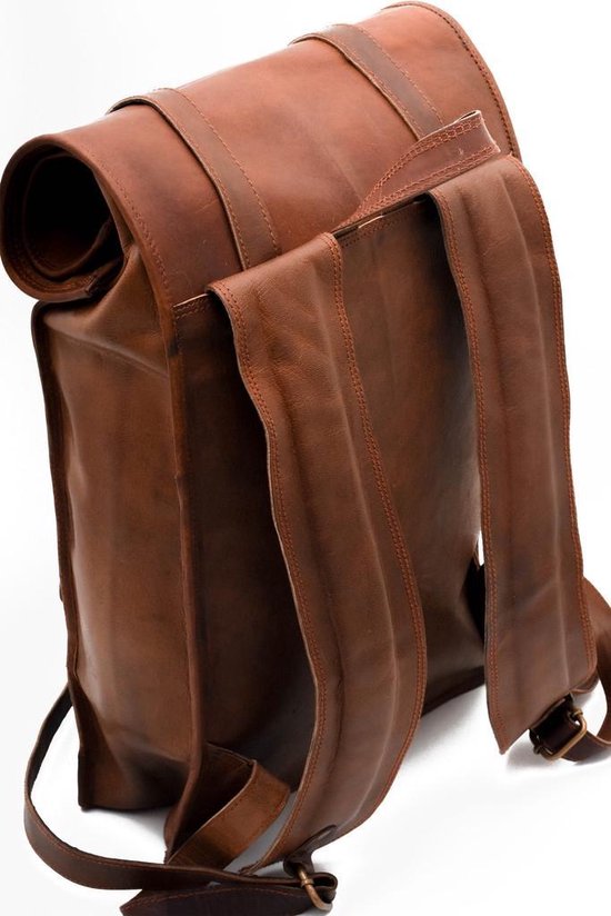 Johnny Fly Leren Rolltop Vintage Rugtas - bruin - ecologisch | bol