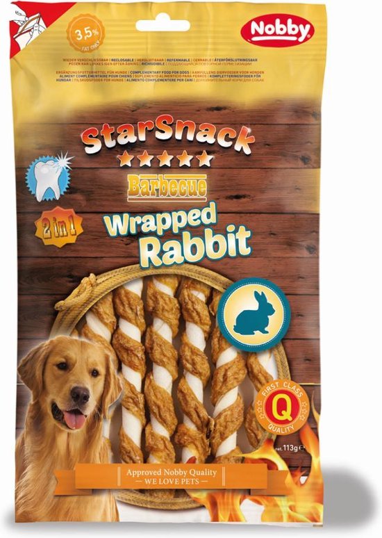 NOBBY - STARSNACK BARBECUE WRAPPED RABBIT KONIJN 14 X 113 GRAM | bol