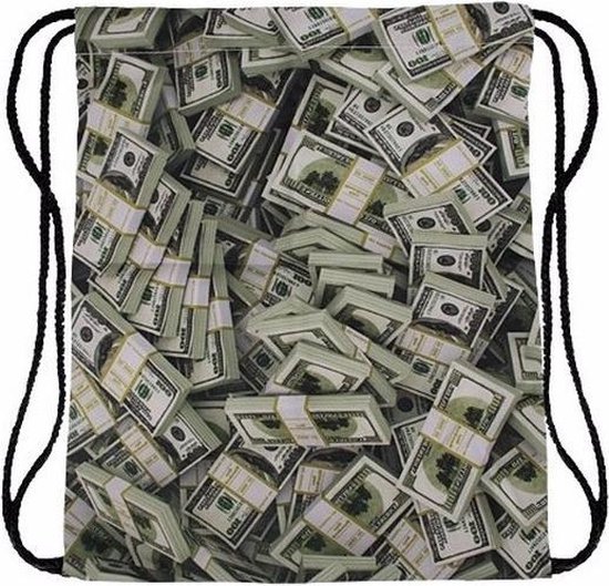 Geld print rugtas met rijgkoord - gymtas | bol.com