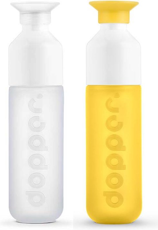 Dopper Original Drinkfles - 450 ml - Yellow & Pure White - 2 stuks ...