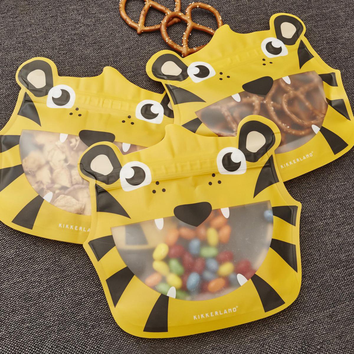 Kikkerland Herbruikbare zipper zakjes - Tijger design - Duurzaam en ...
